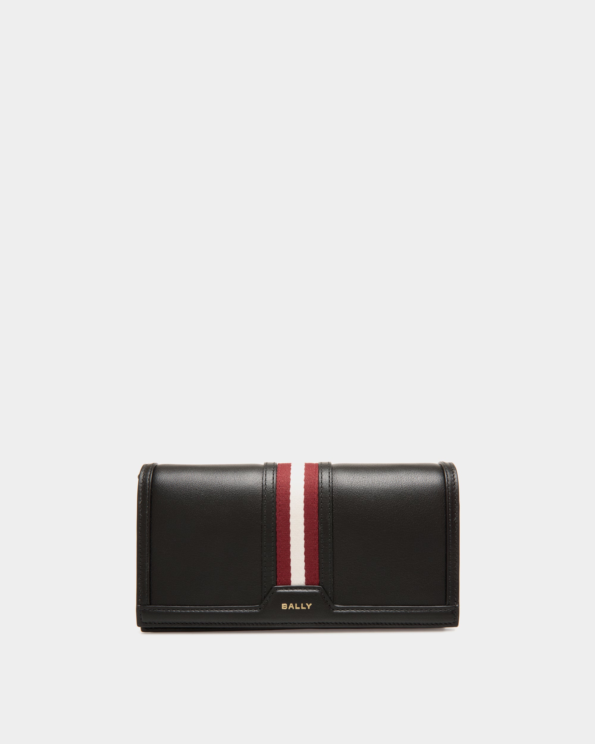 Code | Women's Phone Wallet in Black Leather | Bally – Bally Indonesia.